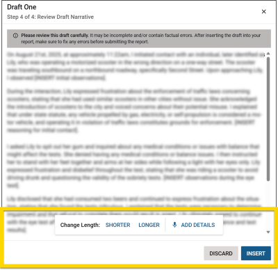 Generate a narrative draft with Draft One in Axon Evidence