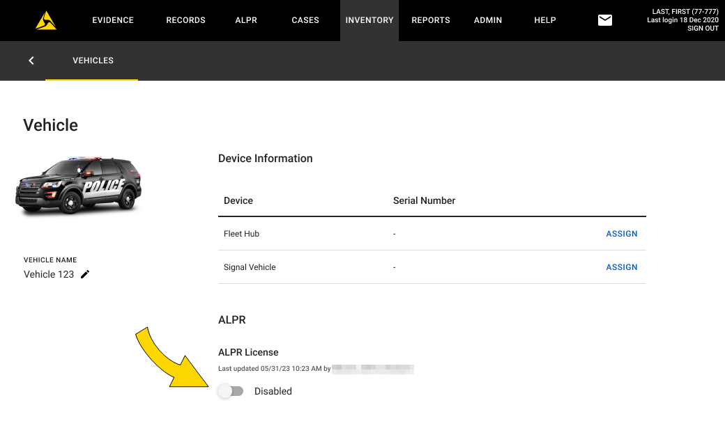 Admin settings - ALPR