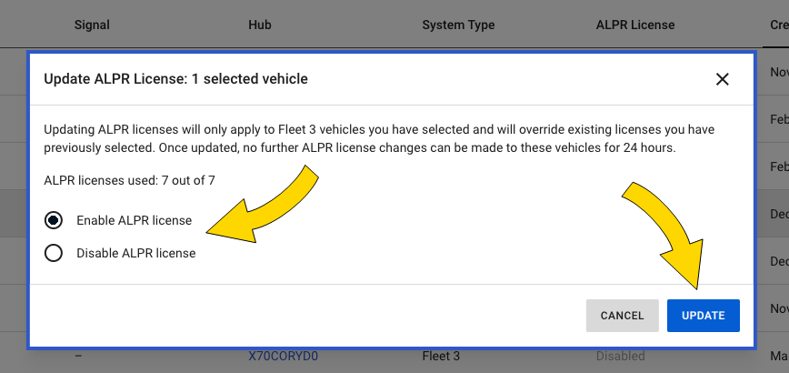 Admin settings - ALPR