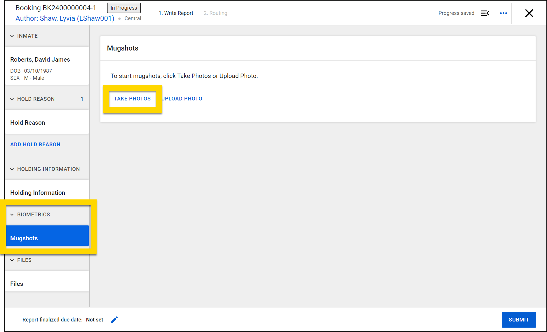 Add Mugshots to Booking - Axon Records