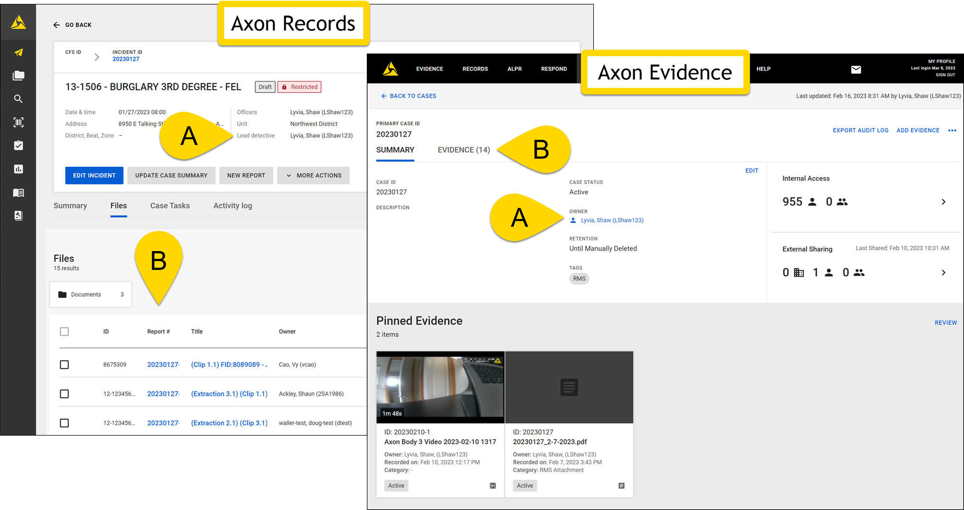 Axon Records Case Management and Axon Evidence Cases