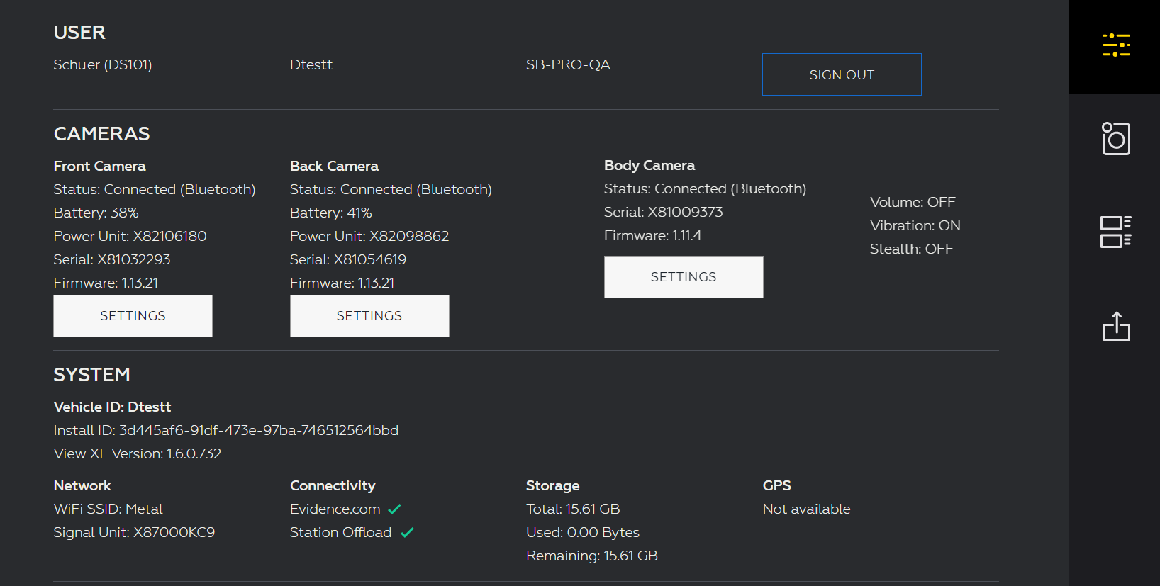 View XL Settings Tab
